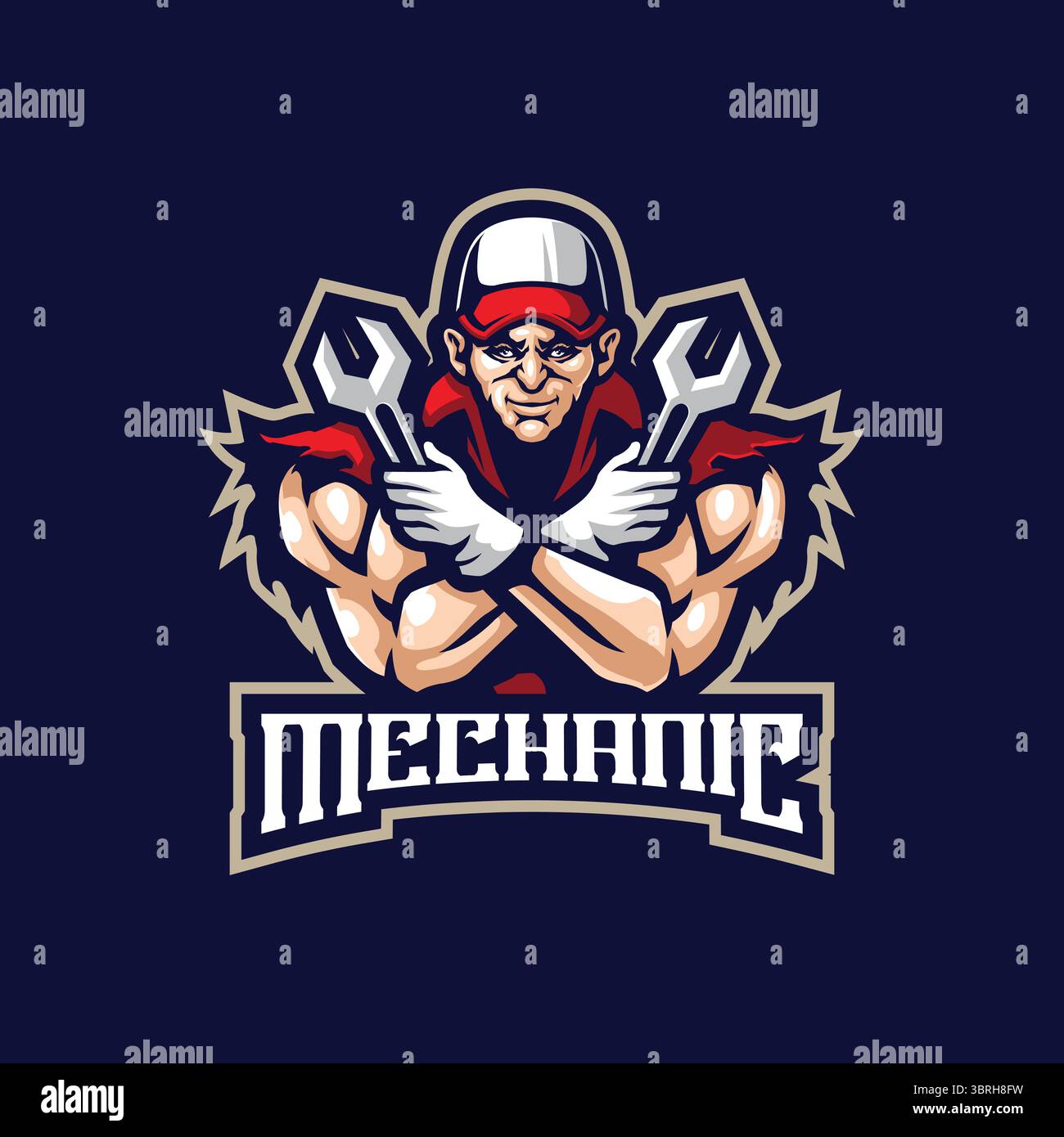 Mechanic mascot logo design vector with concept style for badge, emblem ...