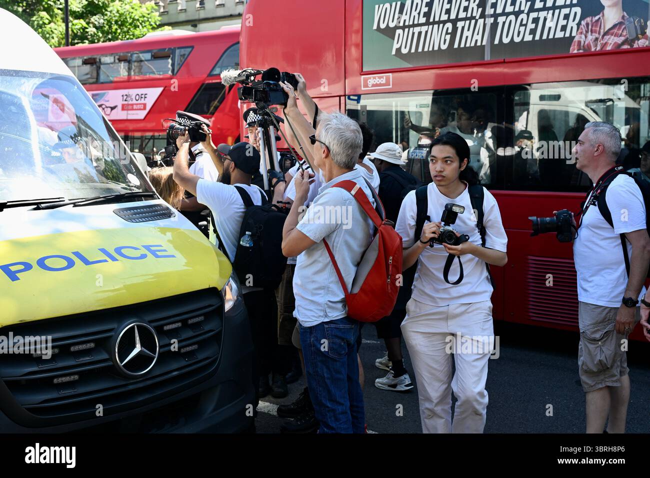 Media Scrum, Palestine Action Protest, Parliament Square, London, UK ...