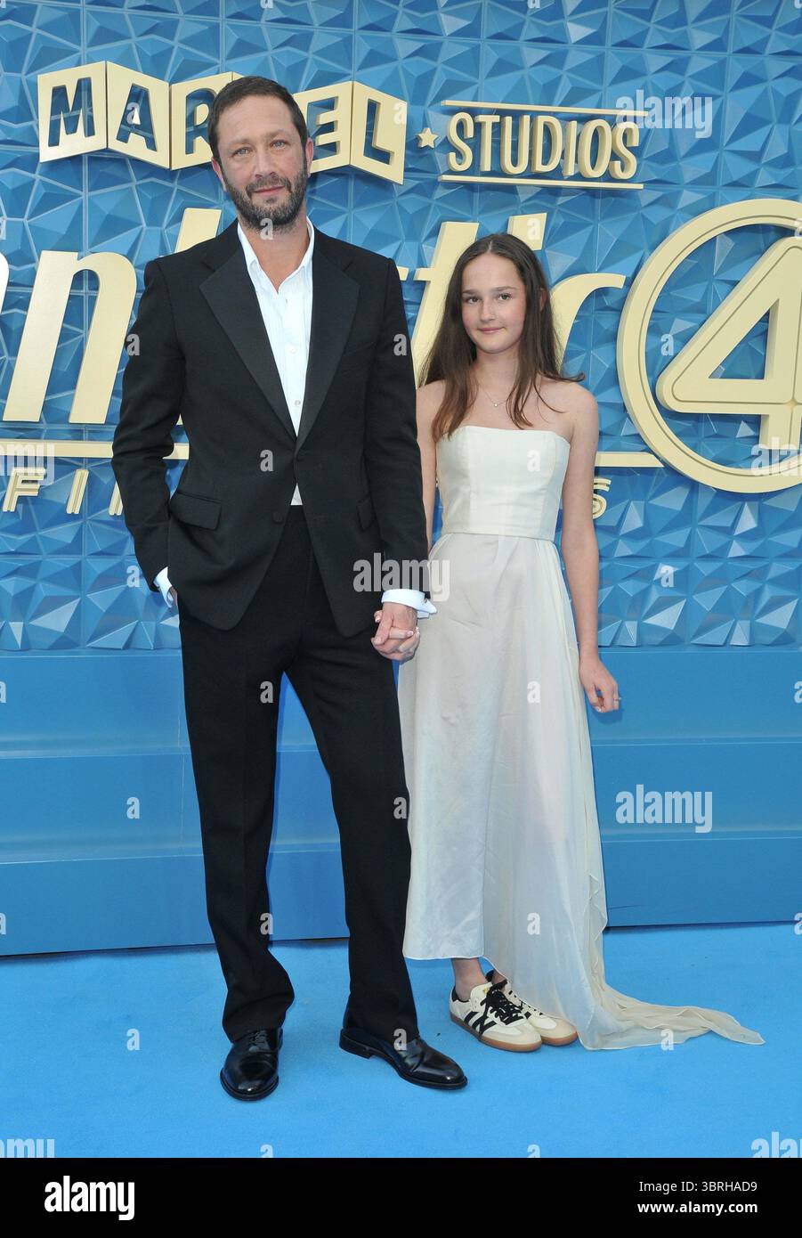 Ebon Moss-Bachrach and daughter Maribelle at the "Fantastic Four: First ...