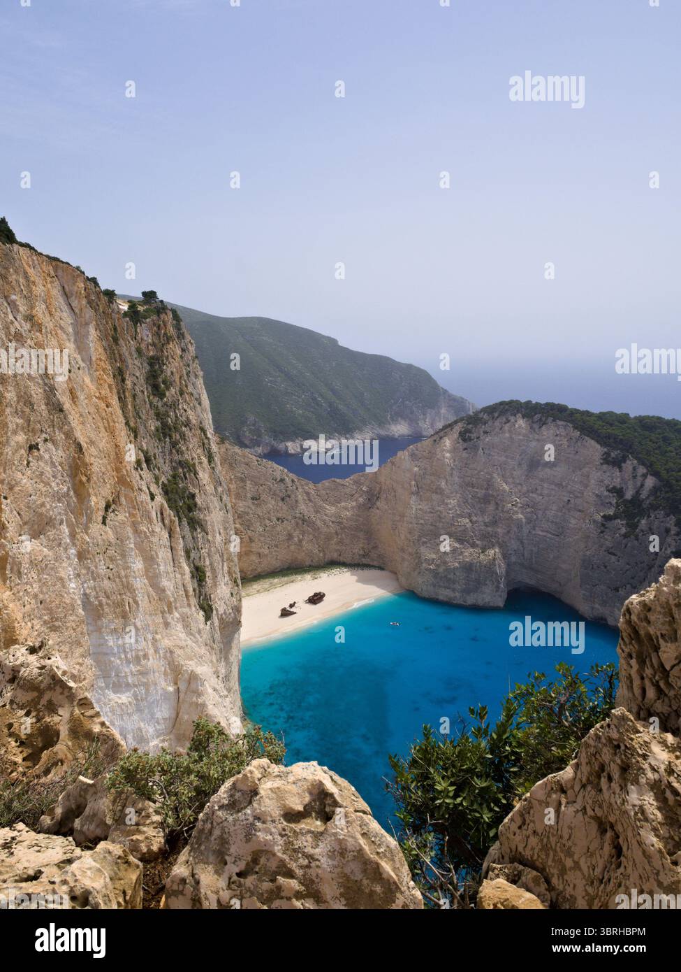 Navagio viewpoint on Zante Island, Greece, with dramatic cliffs and ...