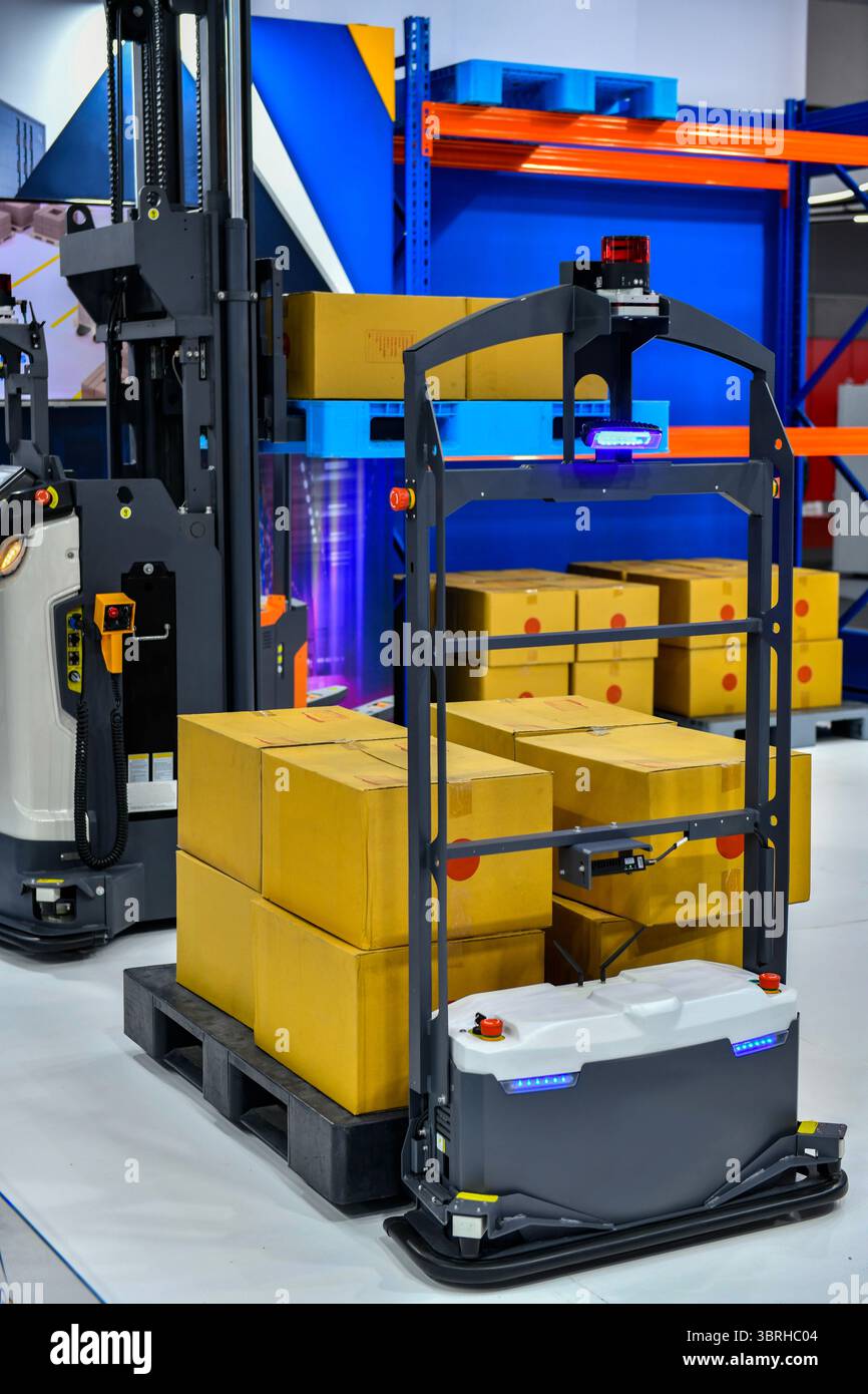 Autonomous Cargo transport robot in warehouses automation or Robots in ...