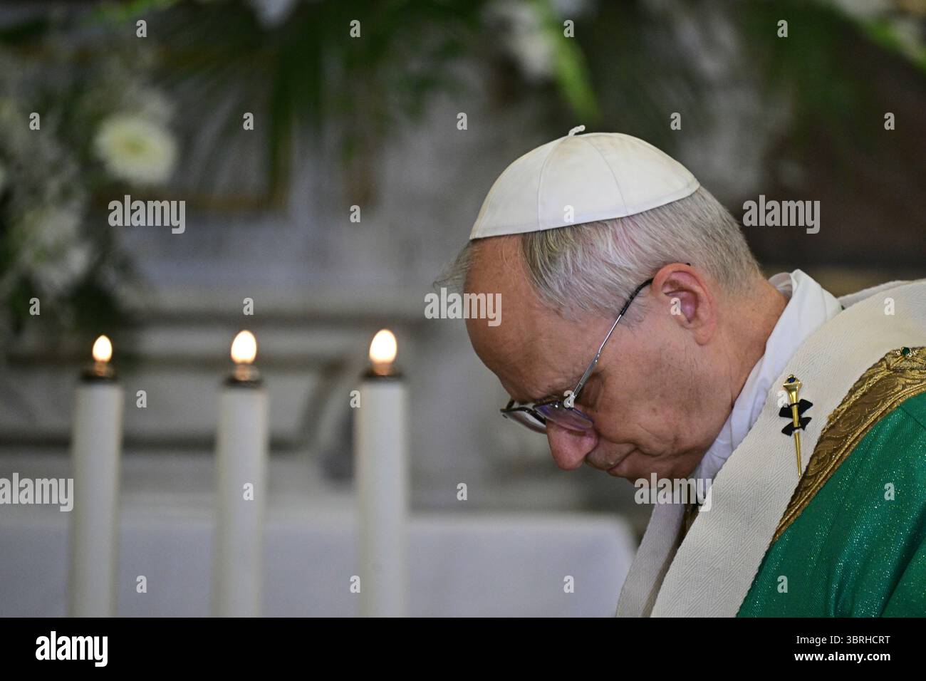 Pope Leo XIV celebrates a mass inside the St. Thomas of Villanova ...