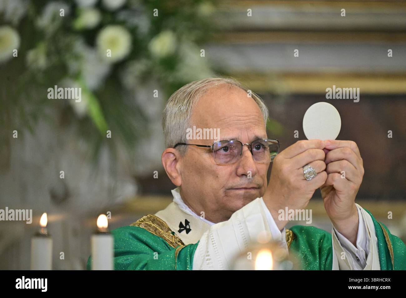 Pope Leo XIV celebrates a mass inside the St. Thomas of Villanova ...