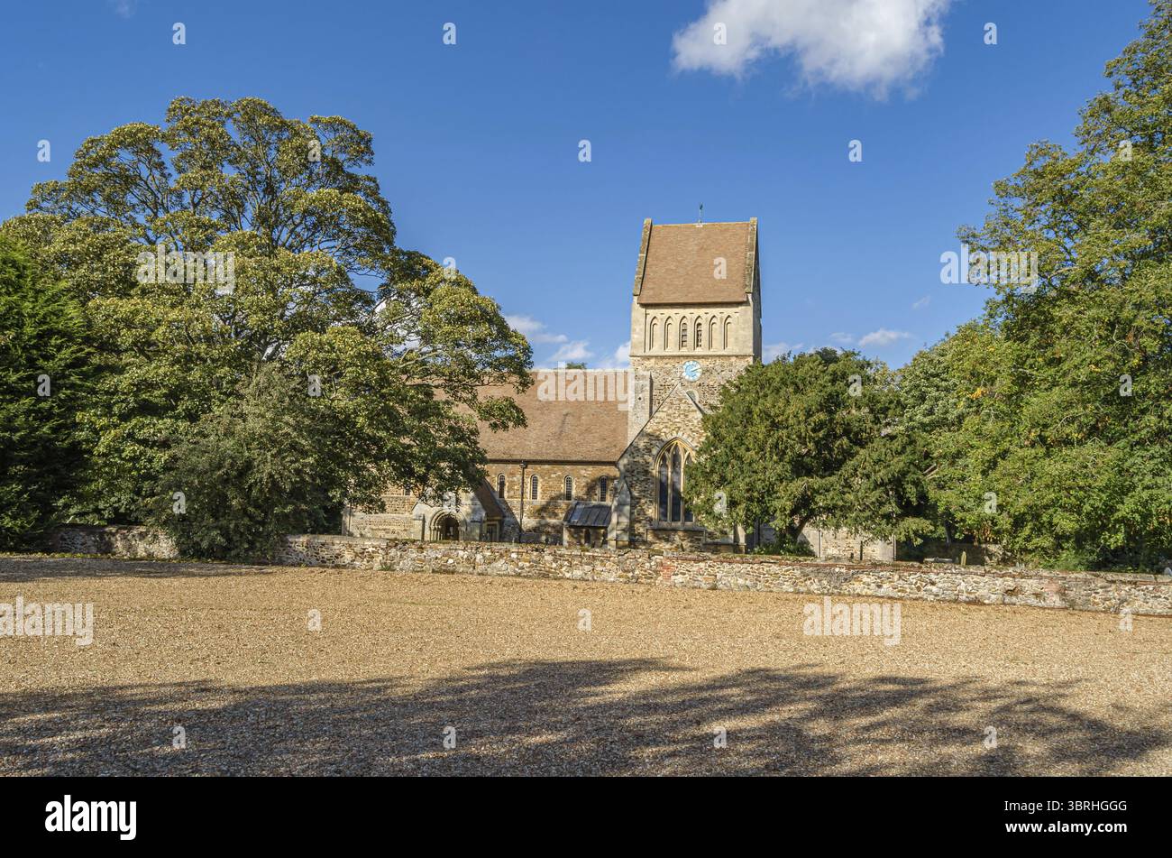 View of St Lawrence's Church, Anglican temple in the village of Castle ...