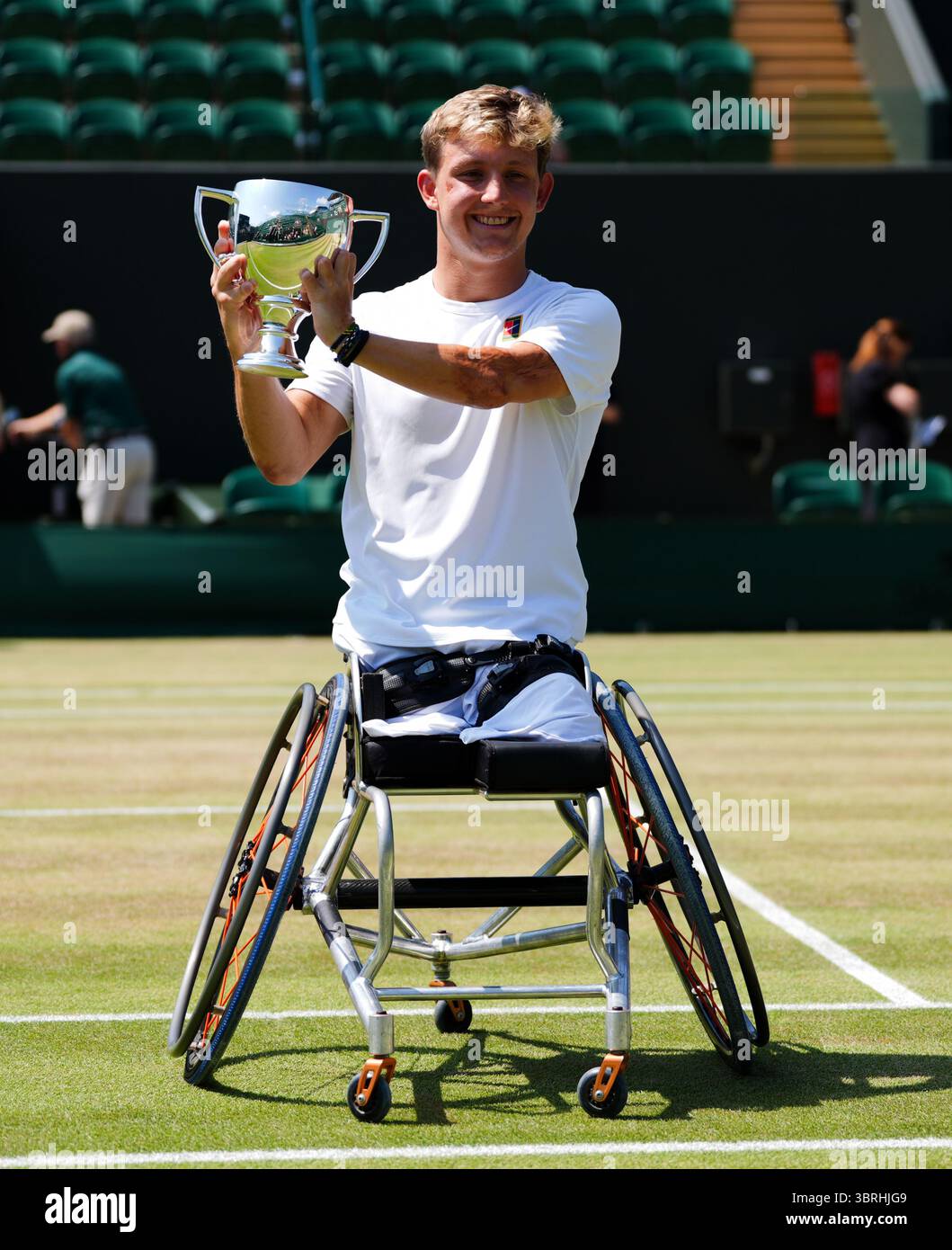 Niels Vink with his winners trophy following the Quad Wheelchair ...