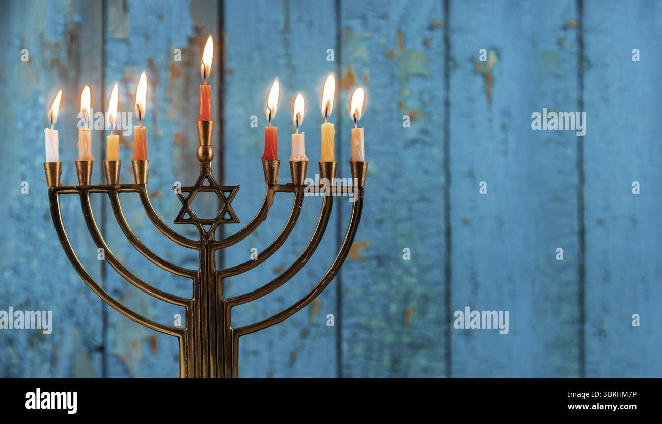 Hanukkah with menorah jewish holiday traditional candelabra with ...