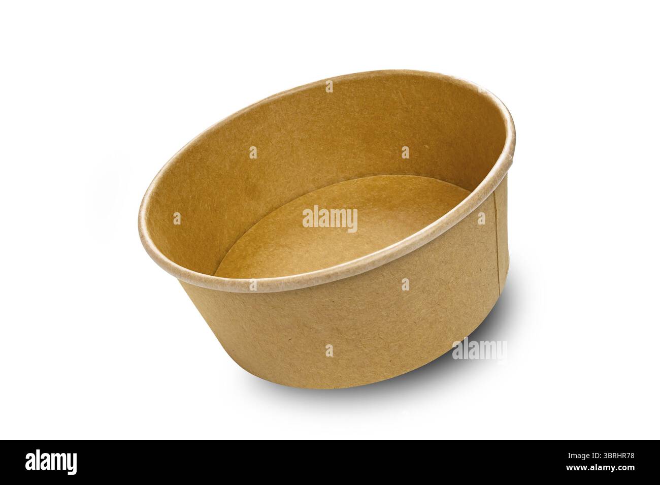 Side view closeup of empty single brown paper bowl isolated on white ...
