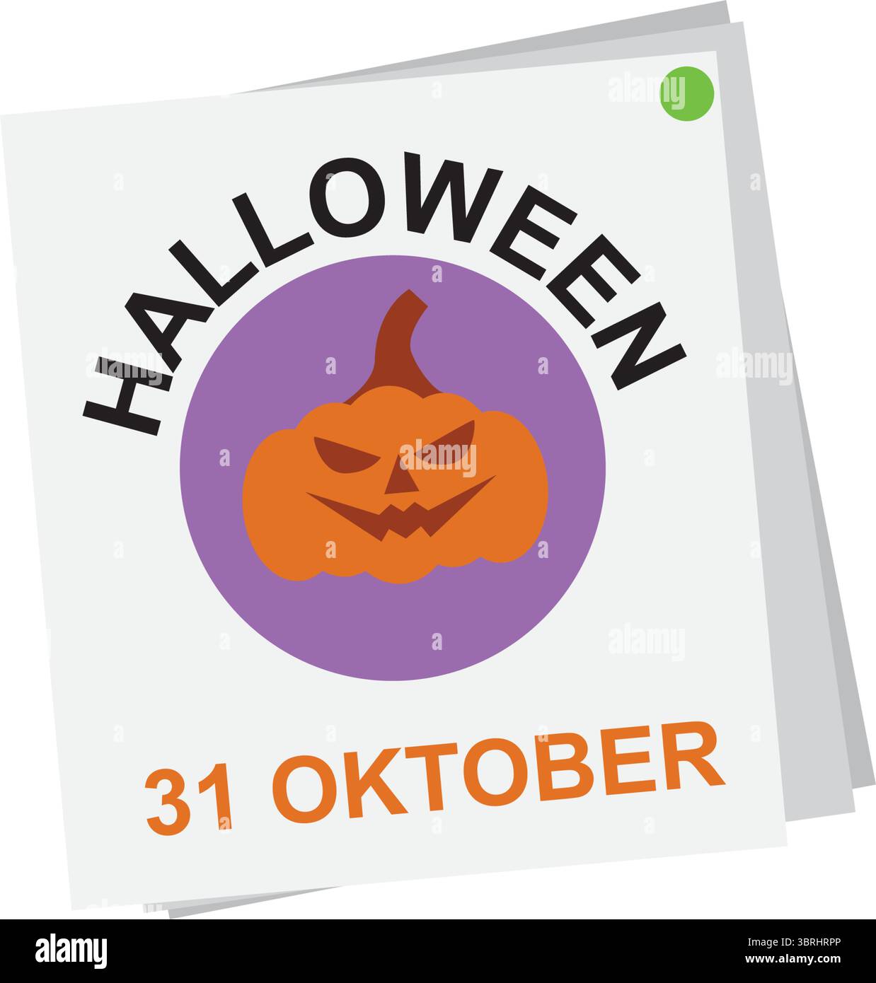 Halloween calendar with October 31 date and pumpkin Stock Vector Image ...