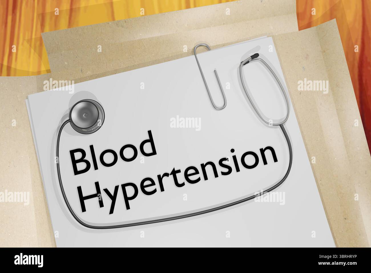 3D illustration of a medical document, titled Blood Hypertension Stock ...