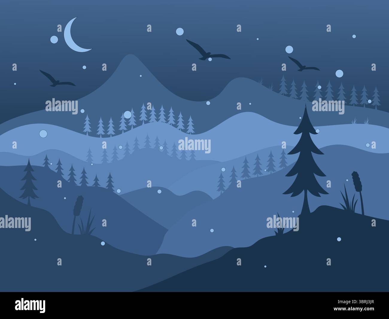 Frozen trees at night Stock Vector Images - Alamy