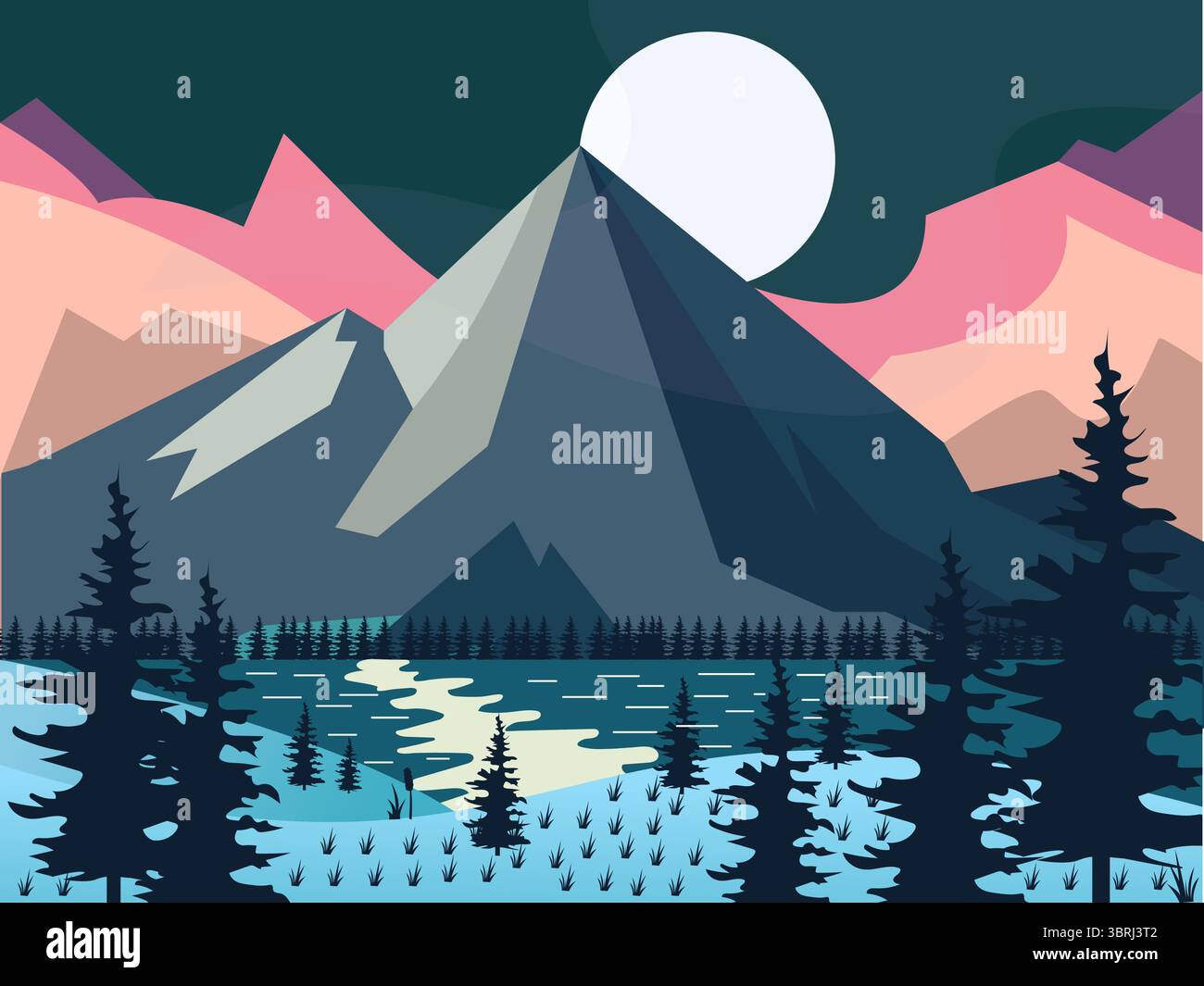 Flat calm lake Stock Vector Images - Alamy