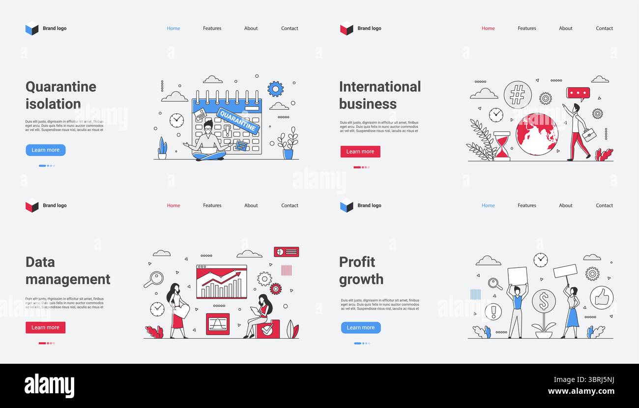 This web template highlights themes like quarantine isolation ...