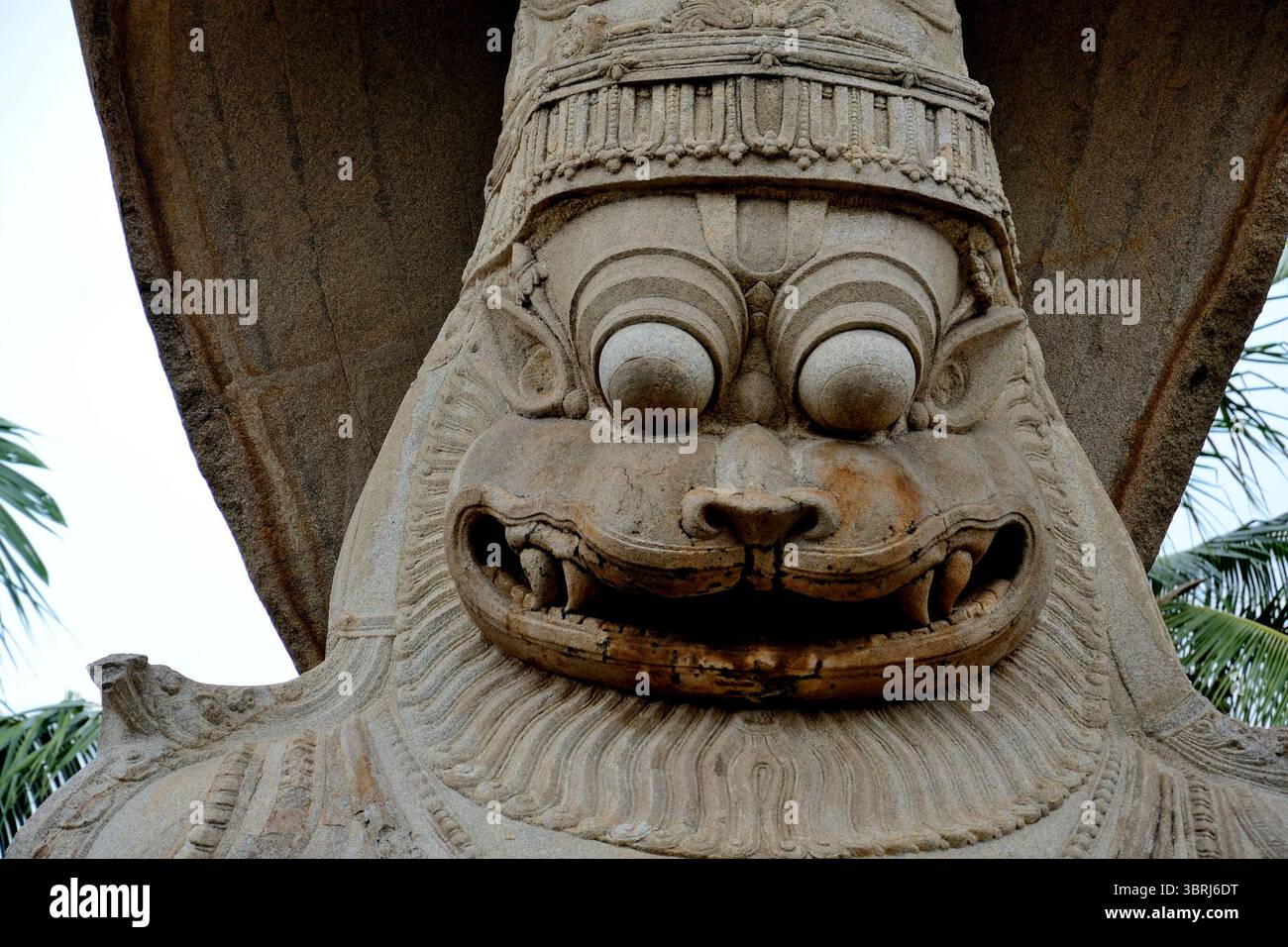 Ugra Narasimha, the man-lion avatar of Lord Vishnu, a monolith seated ...
