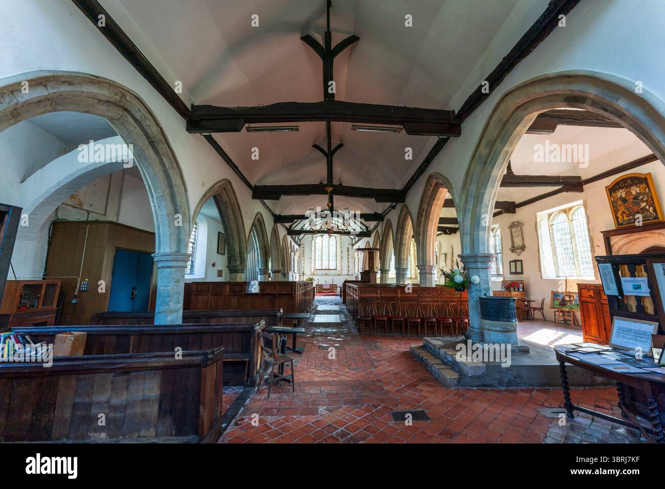Interior of the 13th century church of St Augustine at Brookland on ...