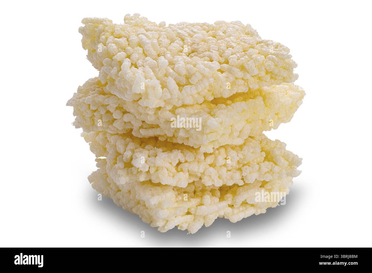 Closeup view stack of crispy homemade rice crackers isolated on white ...