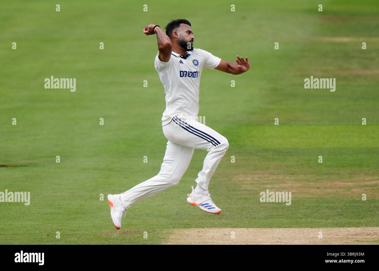India's Akash Deep bowling during day four of the Third Rothesay Men's ...
