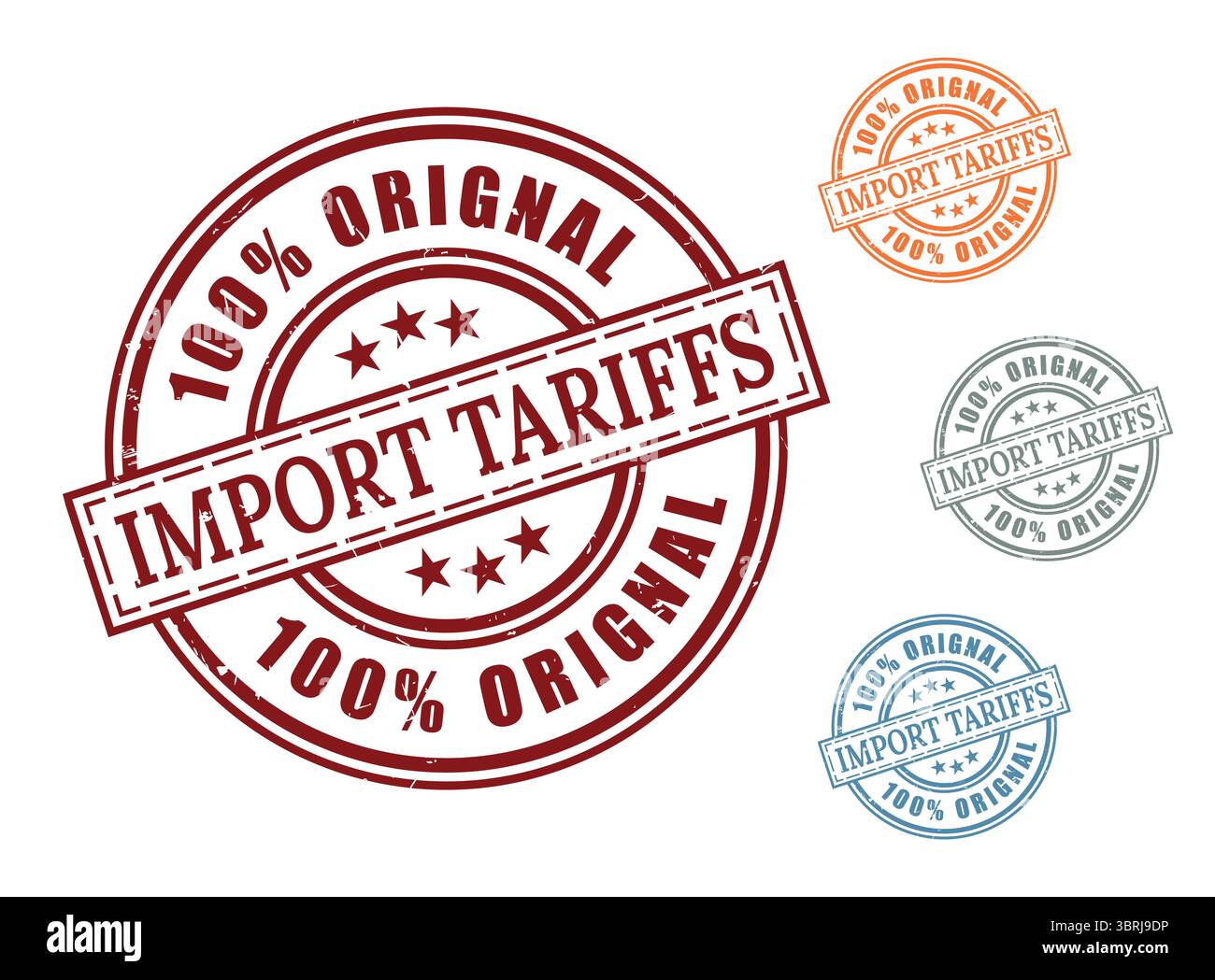 A Customs and Border Tax Stamp Set, Grunge Style Import Tariff Labels ...