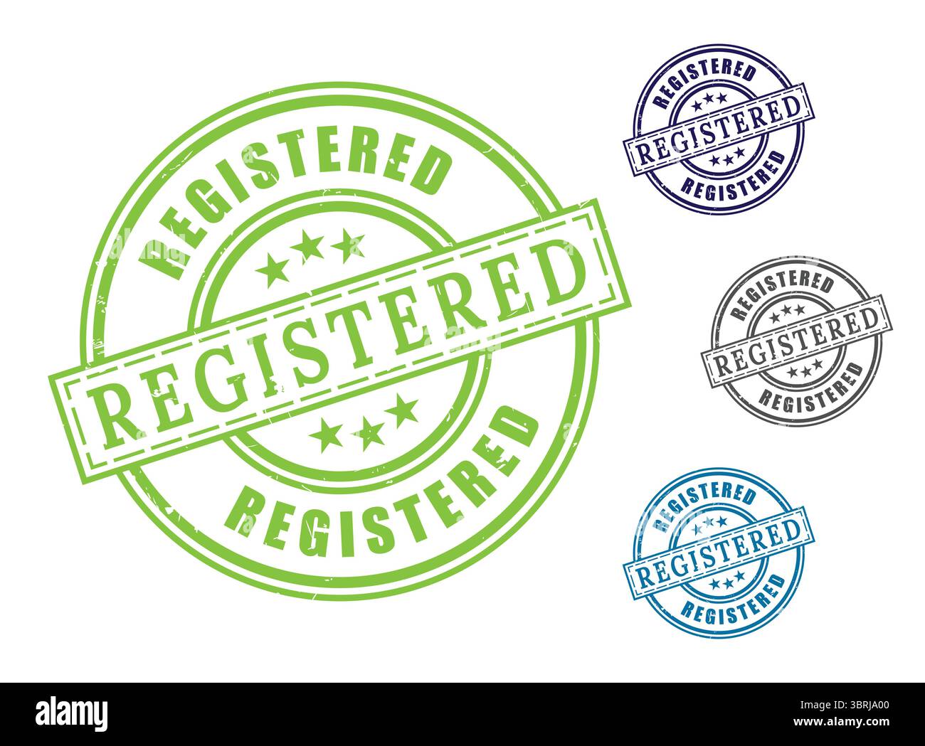 A Document Registered Label Set, Grunge Rubber Stamp Vector Collection ...