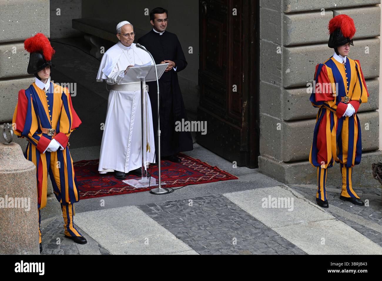 Castel Gandolfo, Italy. 13th July, 2025. Pope Leo XIV prays the Angelus ...