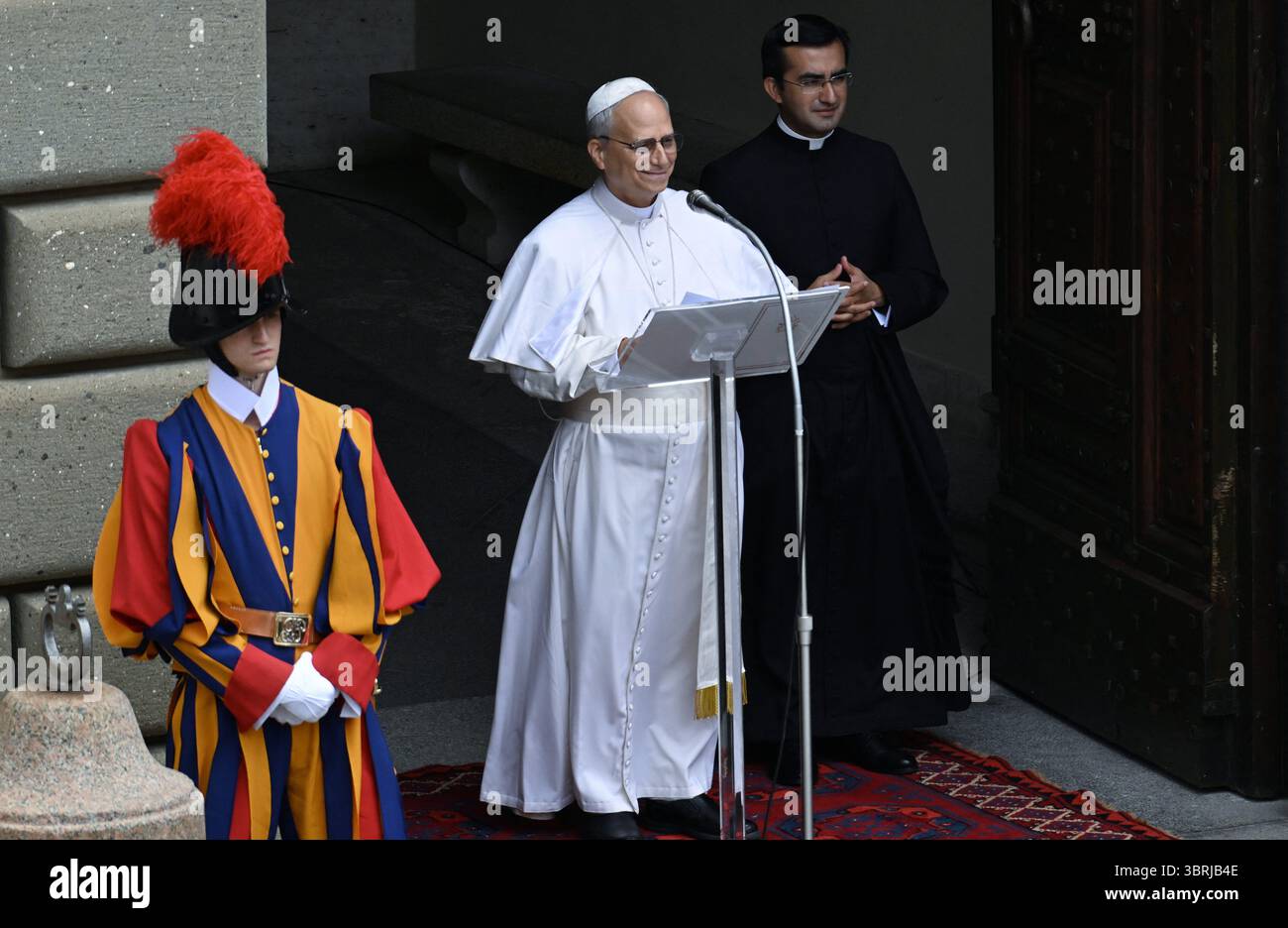 Castel Gandolfo, Italy. 13th July, 2025. Pope Leo XIV prays the Angelus ...