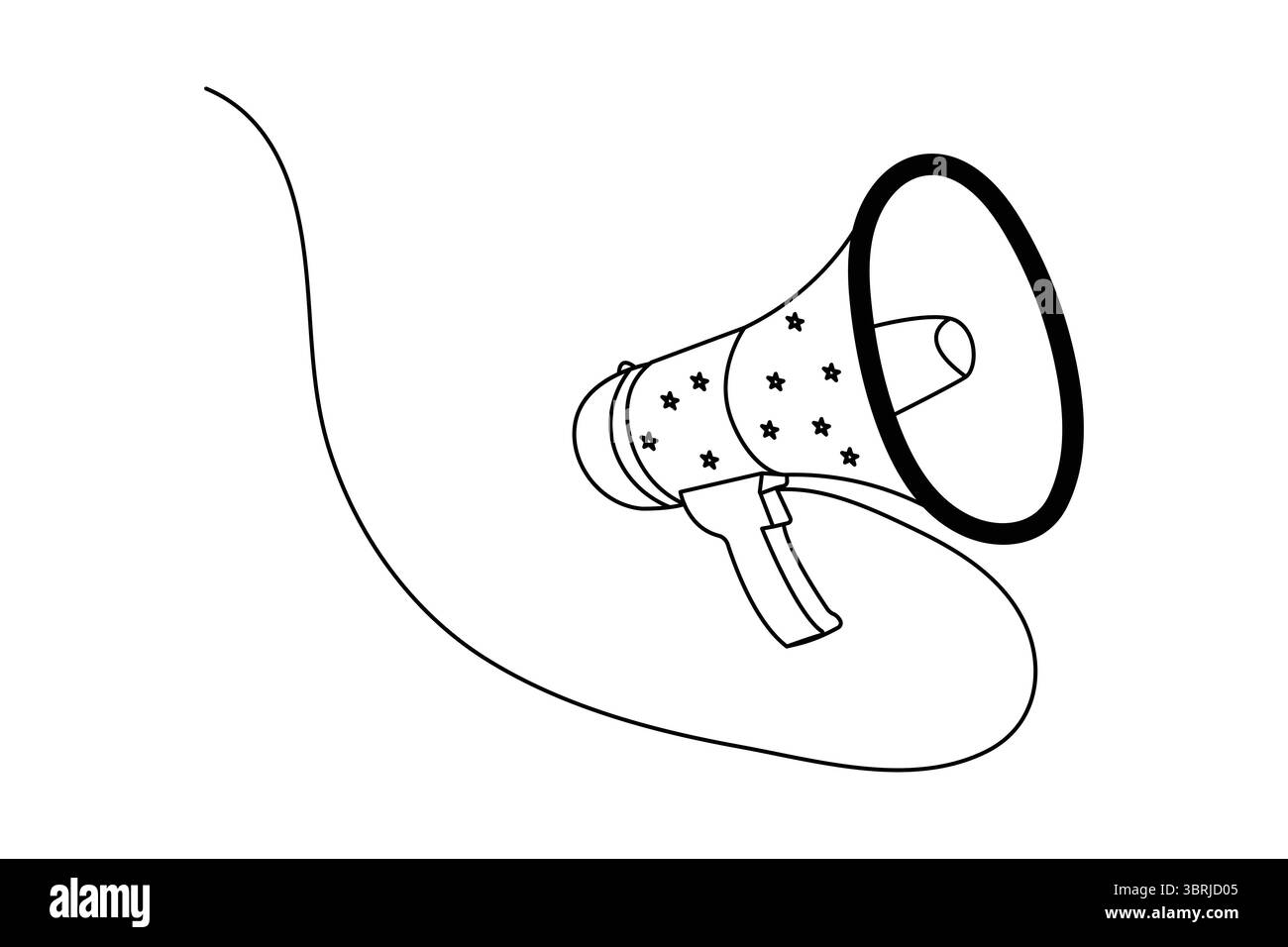 Continuous single line drawing of speaker megaphone horn vector art ...