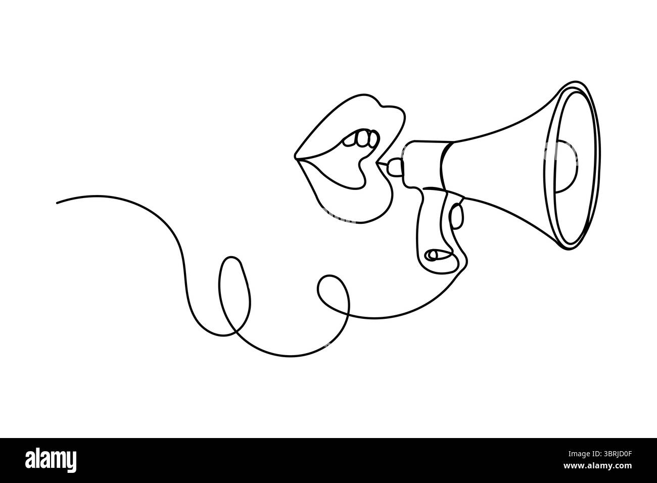 Continuous single line drawing of speaker megaphone horn vector art ...