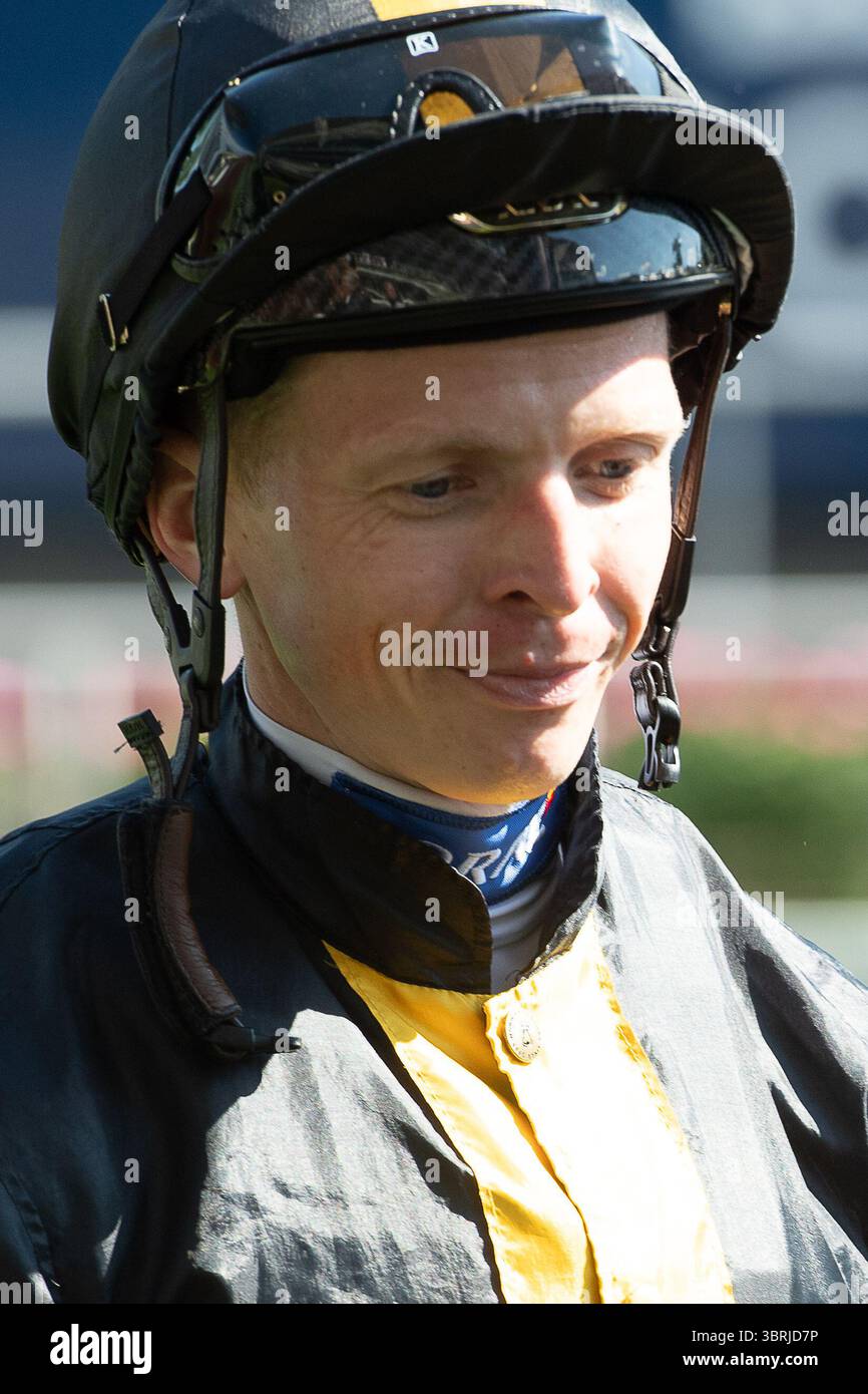 Ascot, Berkshire, UK. 12th July, 2025. Jockey David Probert after ...