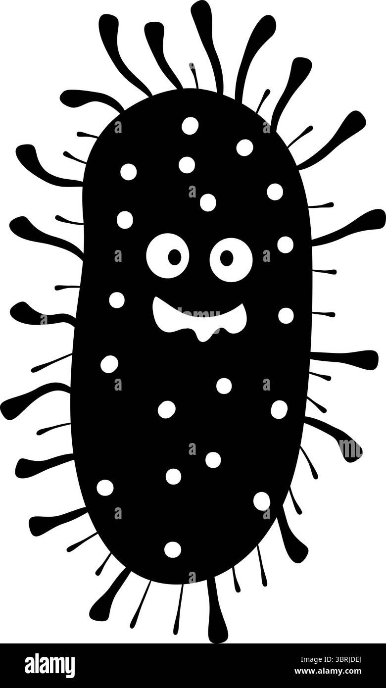 Cute bacteria and microbes in doodle style. Funny cartoon germs and ...