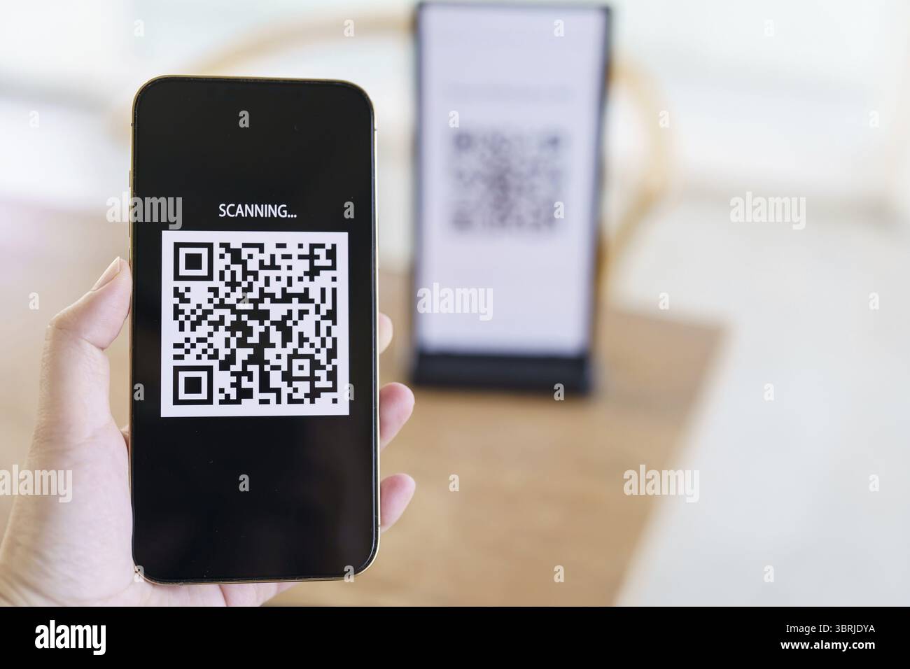 Qr code payment. E wallet. Man scanning tag accepted generate digital ...