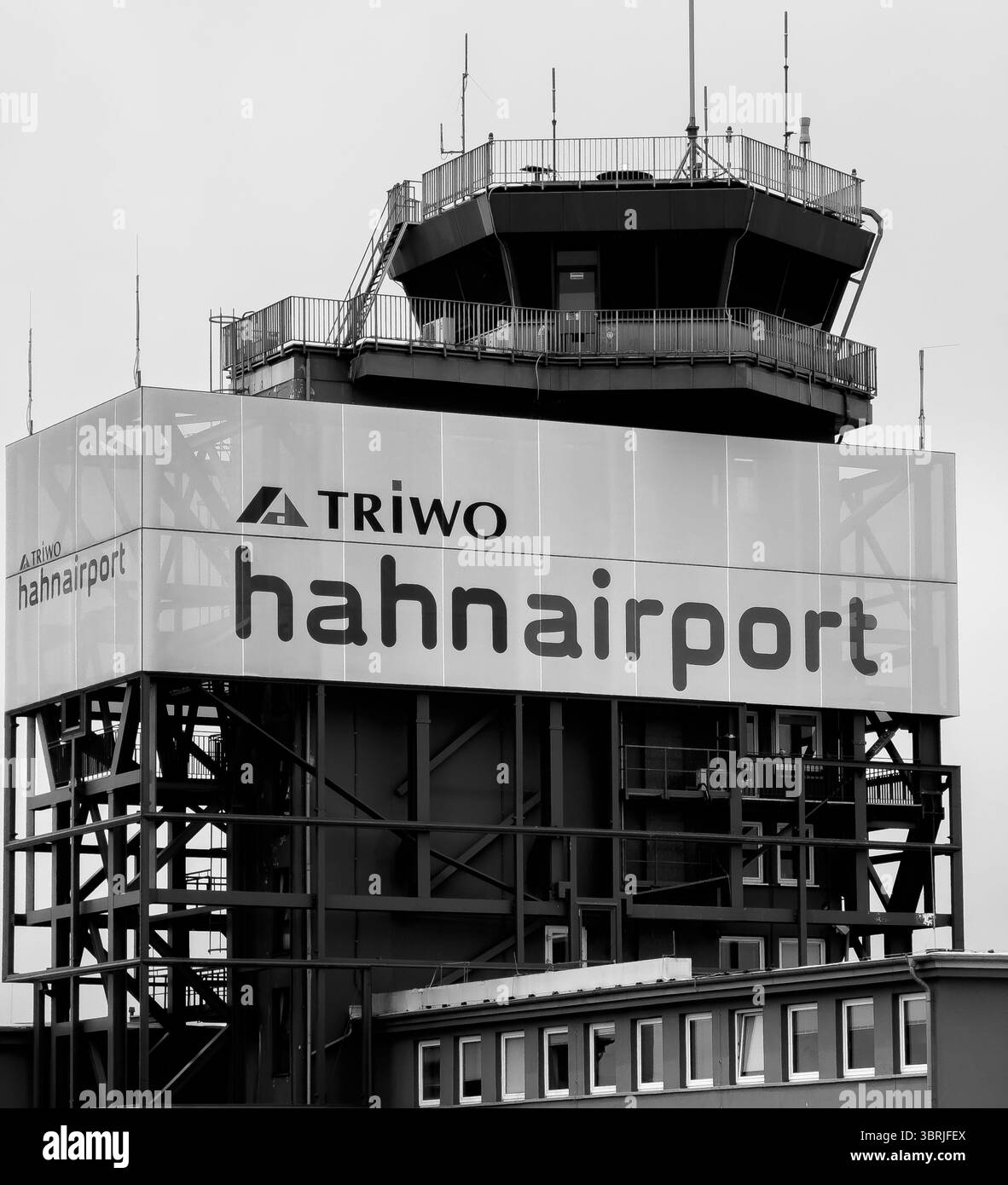 HAHN, GERMANY - JUNE 1, 2025 - Black and white view of Hahn Airport ...