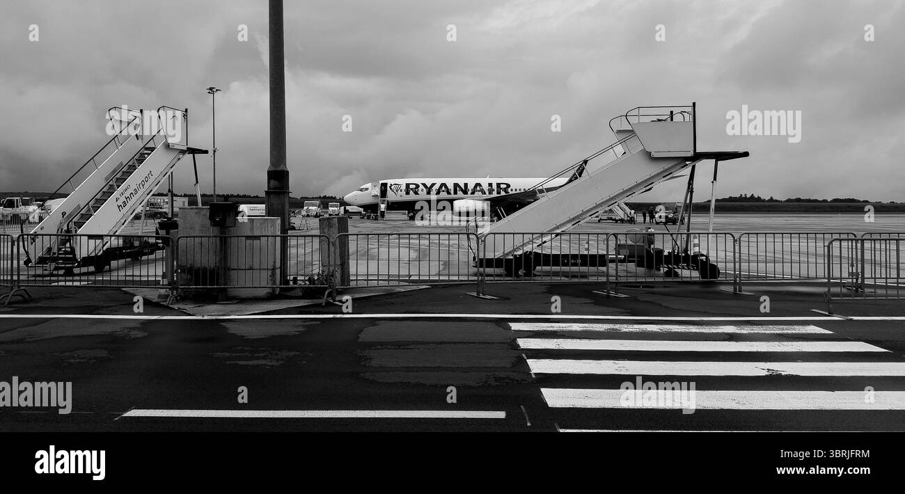 HAHN, GERMANY - JUNE 1, 2025 - Passenger boarding stairs waiting for ...