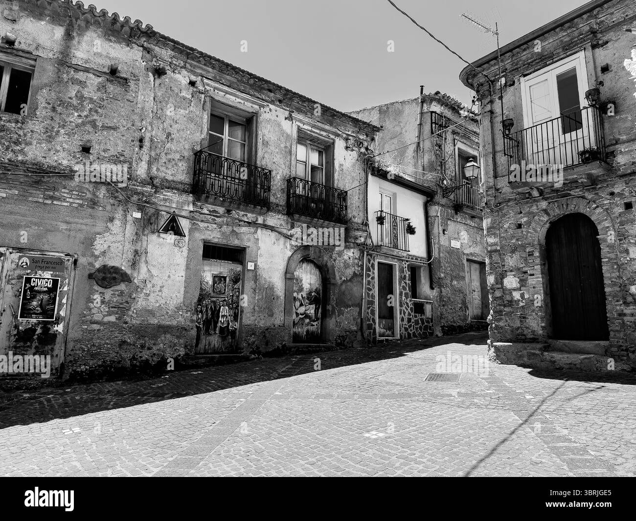 CALABRIA, ITALY - JUNE 4, 2025 - Black and white image of decaying ...