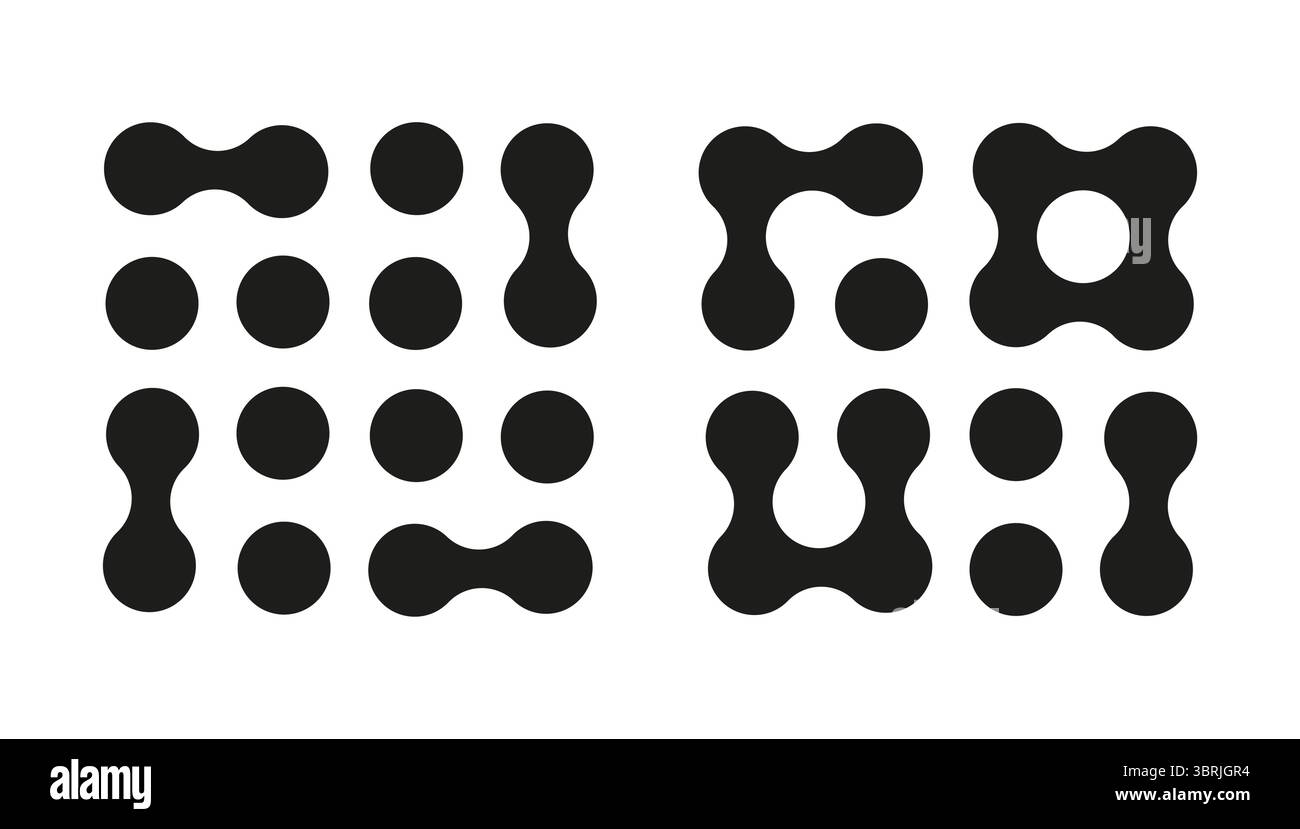 Connected dots signs. Innovation abstract symbols. Circles simple organic patterns. Metaball ...