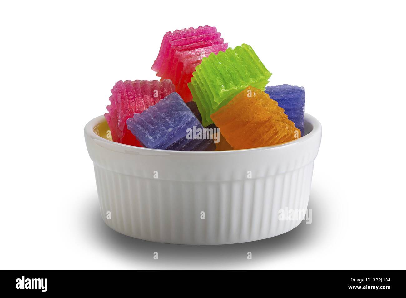 Cube shape crispy jelly. Closeup view pile of sweet cube shape crispy ...