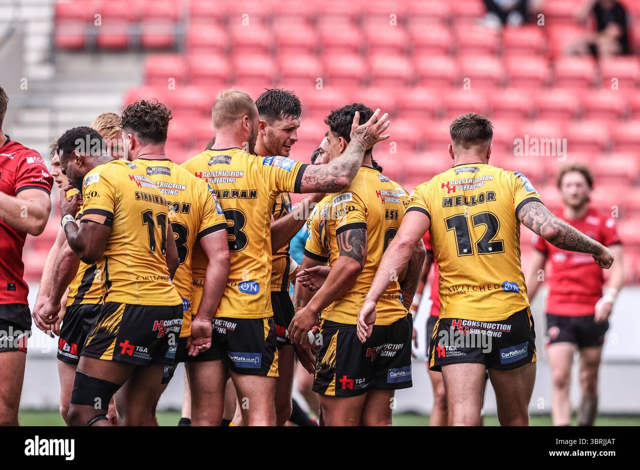 Daejarn Asi of Castleford Tigers celebrates his try during the Betfred ...