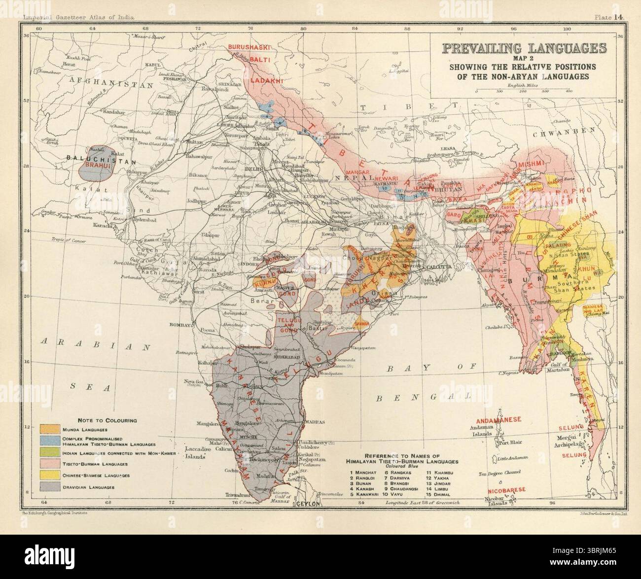 Linguistic map of India, showing the areas where non-Indo-Aryan ...