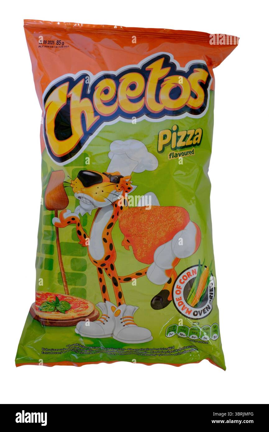 bag of cheetos pizza flavour potato crisps chips cut out on white ...