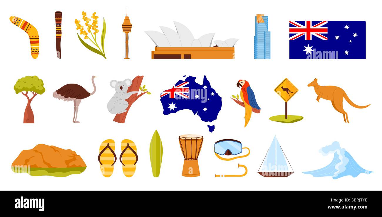 Travel to Australia, culture elements and famous architecture landmarks ...