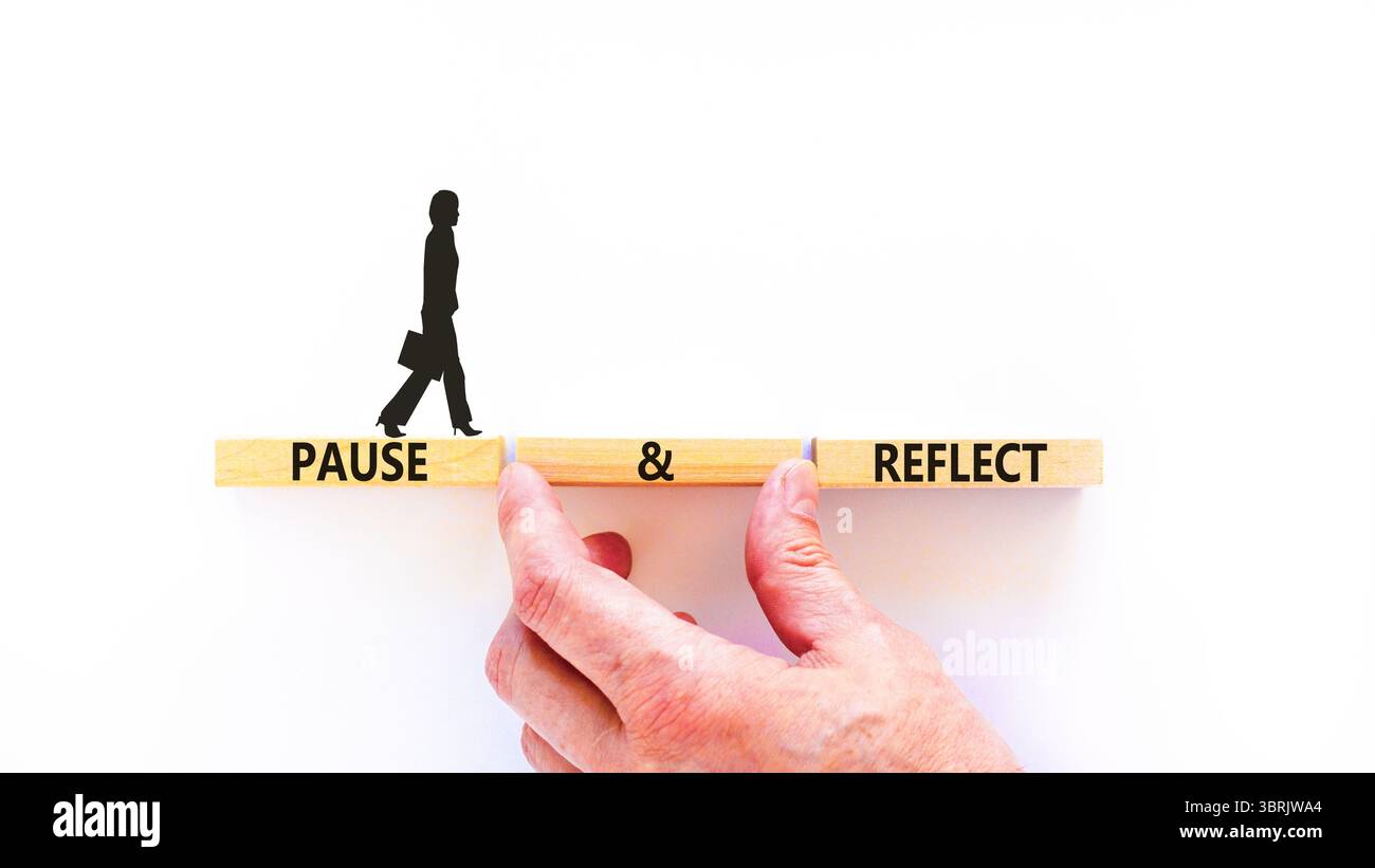 Pause and reflect symbol. Concept words Pause and reflect on beautiful ...