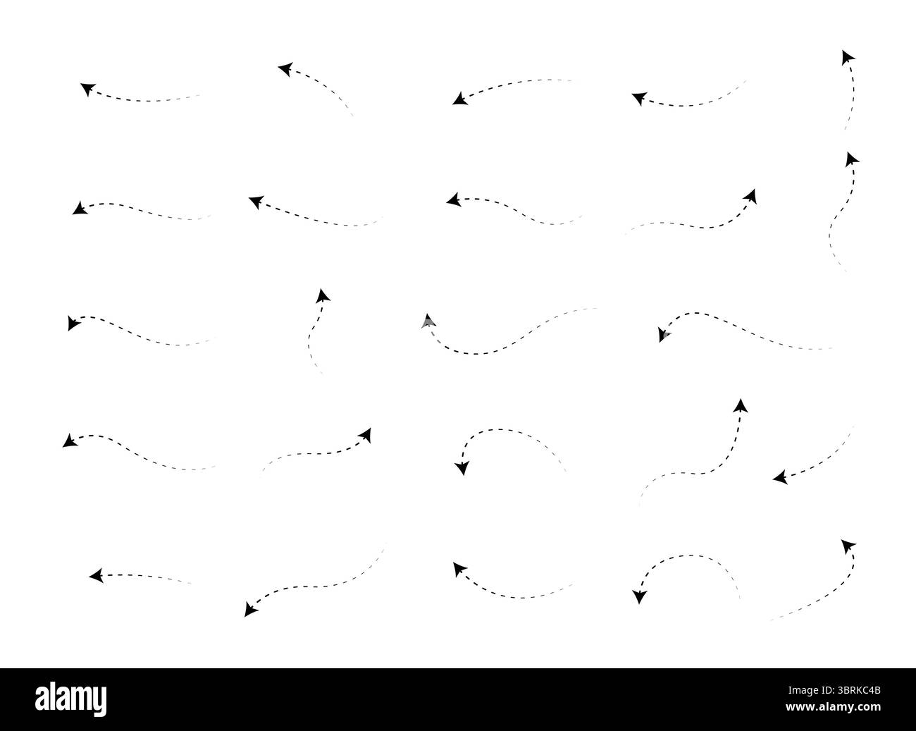 Set of Doodles Art of Scissor Cutting Lines - Different Shapes of Arrow ...