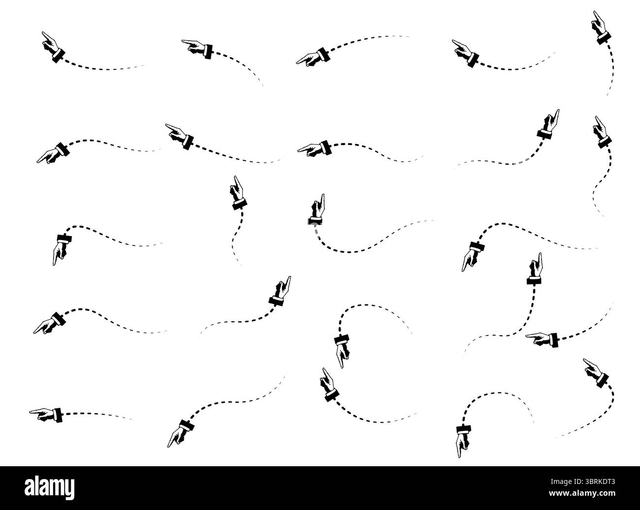 Set of Doodles Art of Scissor Cutting Lines - Different Shapes of Arrow ...