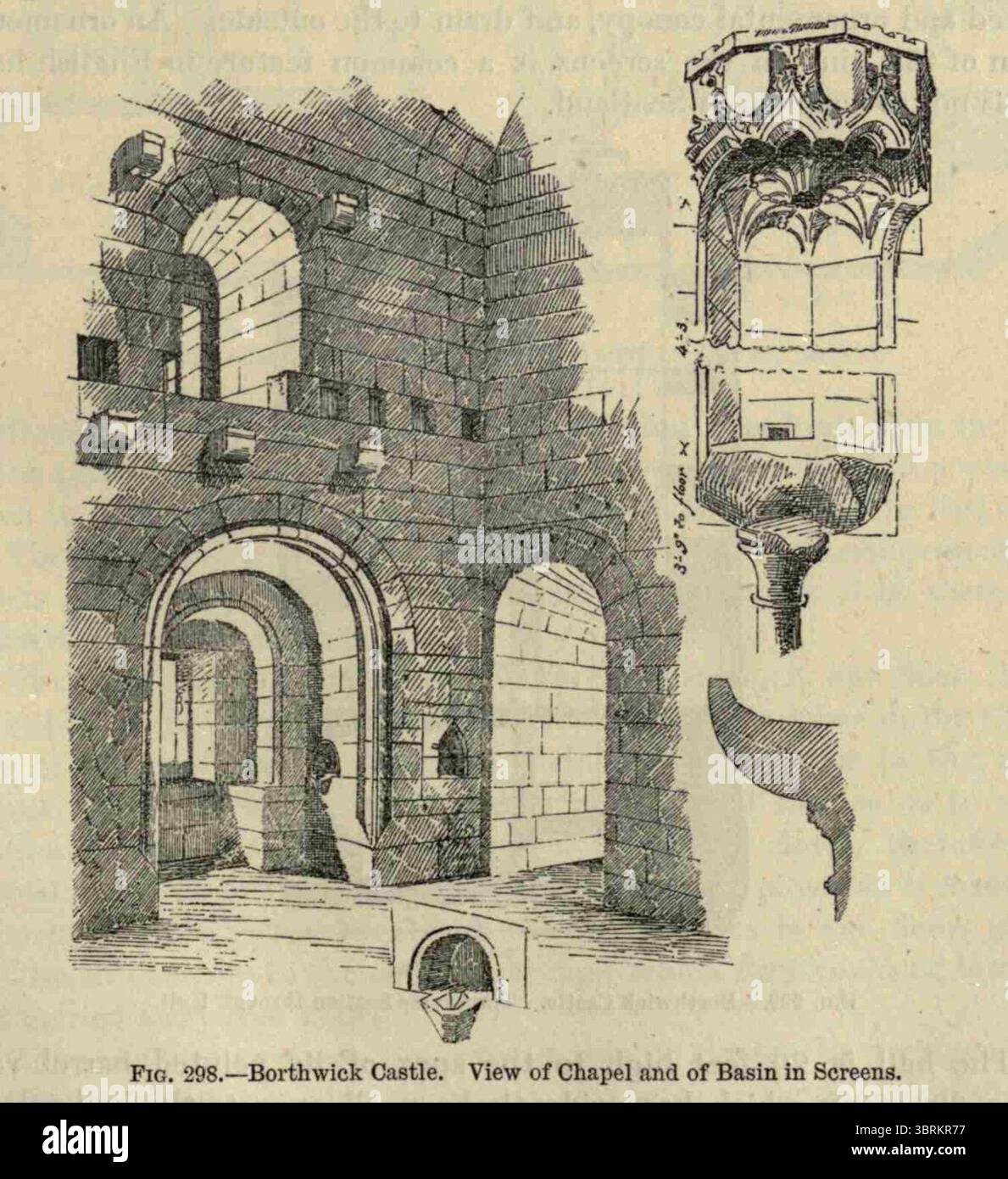 MacGibbon 1887 Figure 298 Borthwick Castle Chapel and Basin in Screens ...