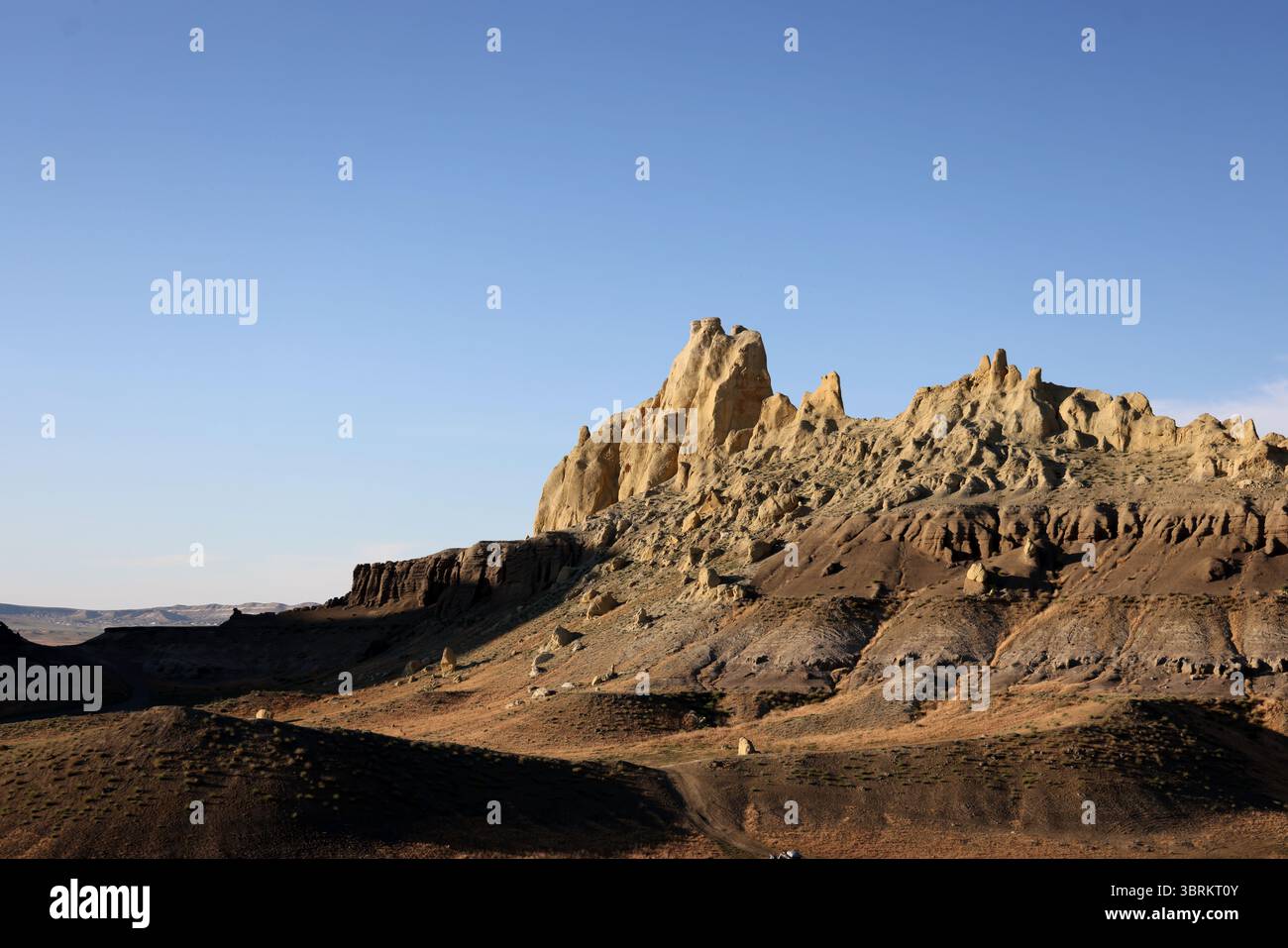 The Valley of the Castle-Shaped Mountains of Airakty, Mangystau Stock ...