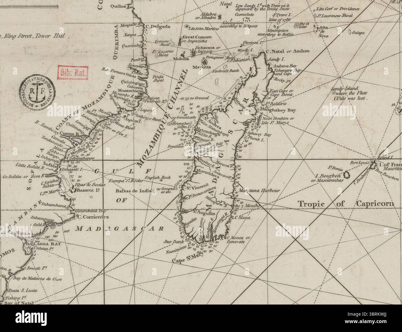 Madagascar on Moore's 1791 map Stock Photo - Alamy