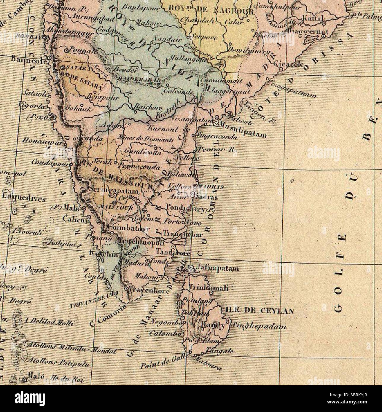 Madras, From a map by Alexandre Veuillemin, 1852 Stock Photo - Alamy