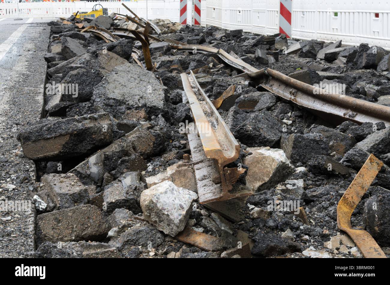 Demolished Tram Tracks Urban Rubble Stock Photo - Alamy