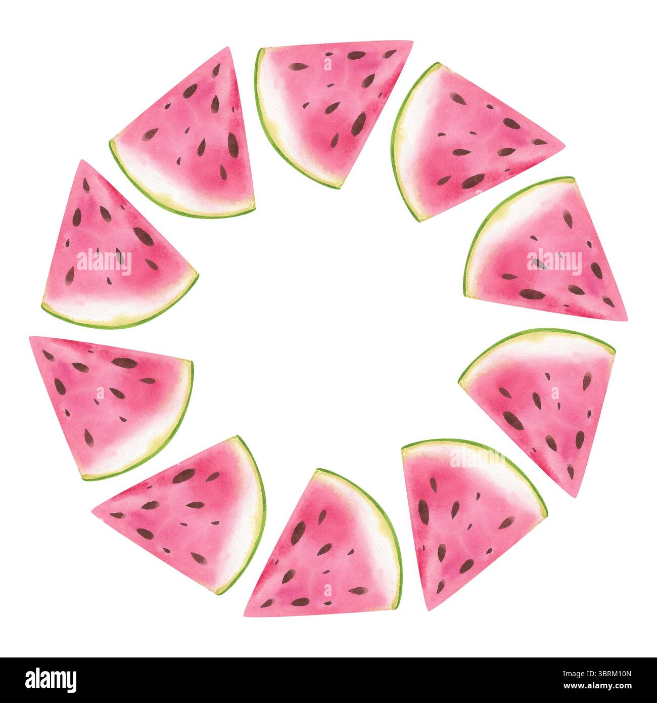 Watermelon round frame. Hand drawn watercolor illustration. Melons ...
