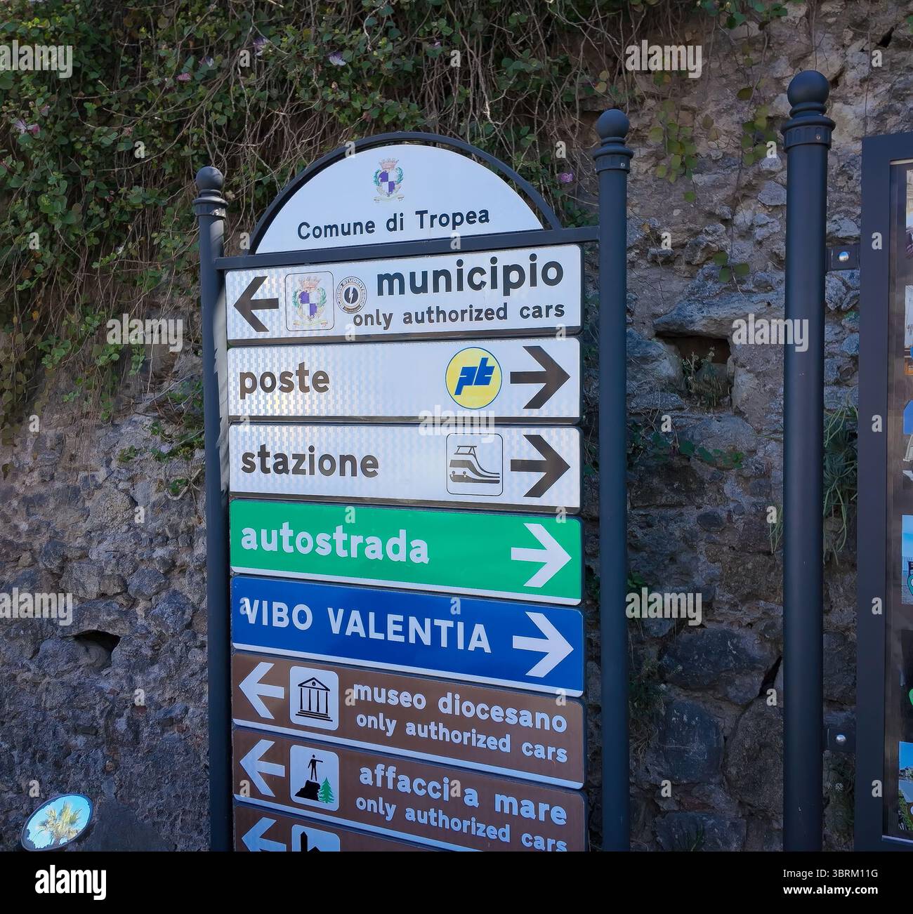 TROPEA, ITALY - JUNE 2, 2025 - Road signs indicating directions to ...