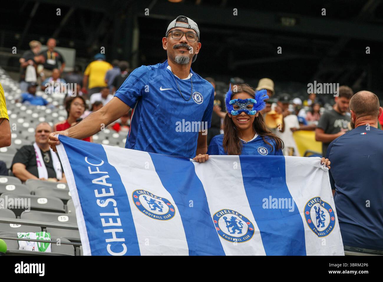 EAST RUTHERFORD, NJ - JULY 13: Chelsea fans hold up a team flag before ...