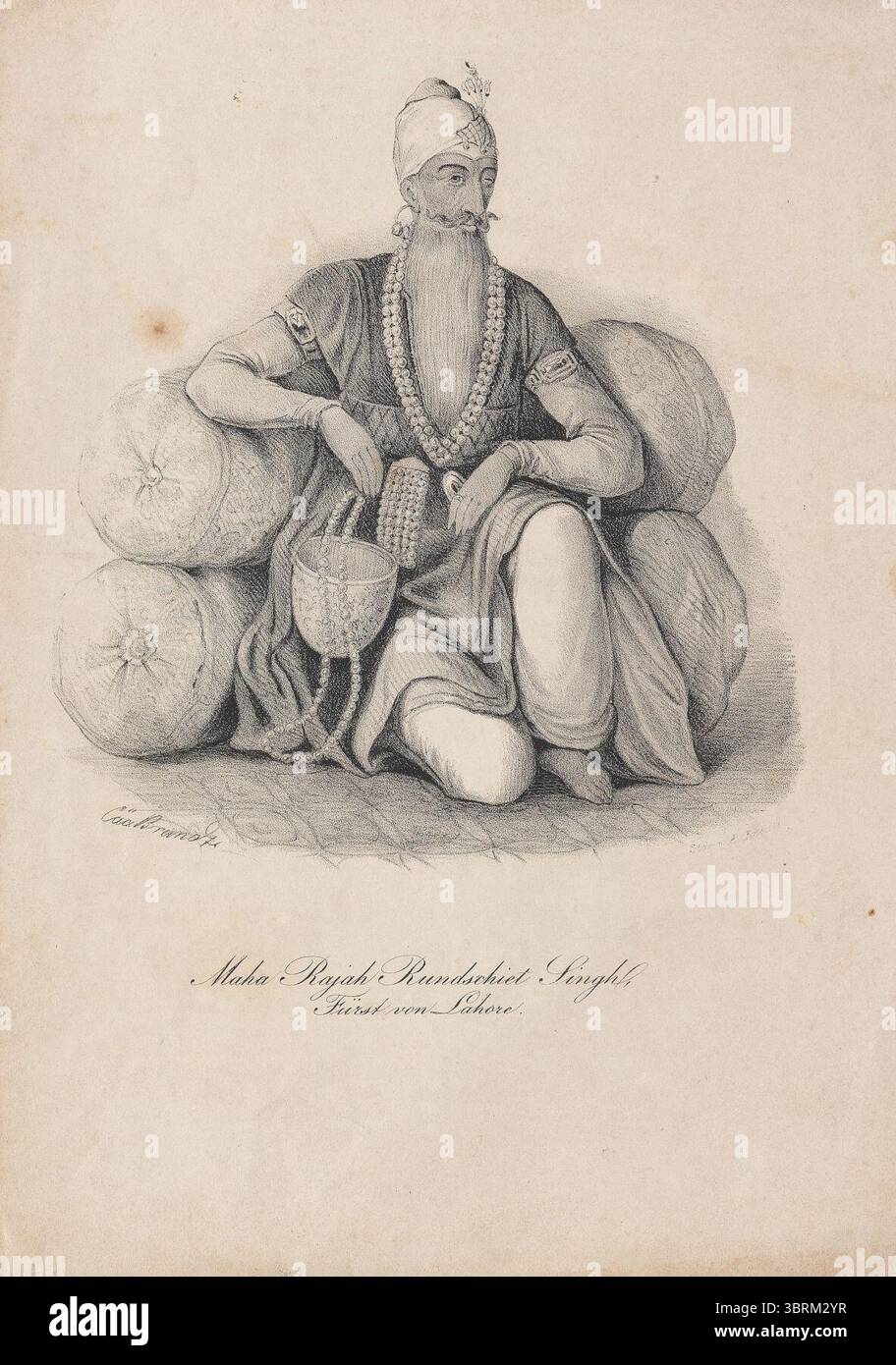 Maha Rajah Rundschiet Singh, furst von Lahore ( A. Knusel, nach C ...
